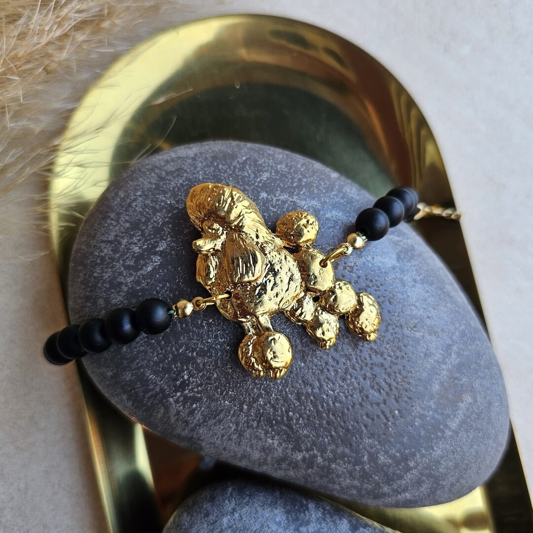 24k Gold Poodle Bracelet: Black Suede Lace Dog Lover Gift - Etsy