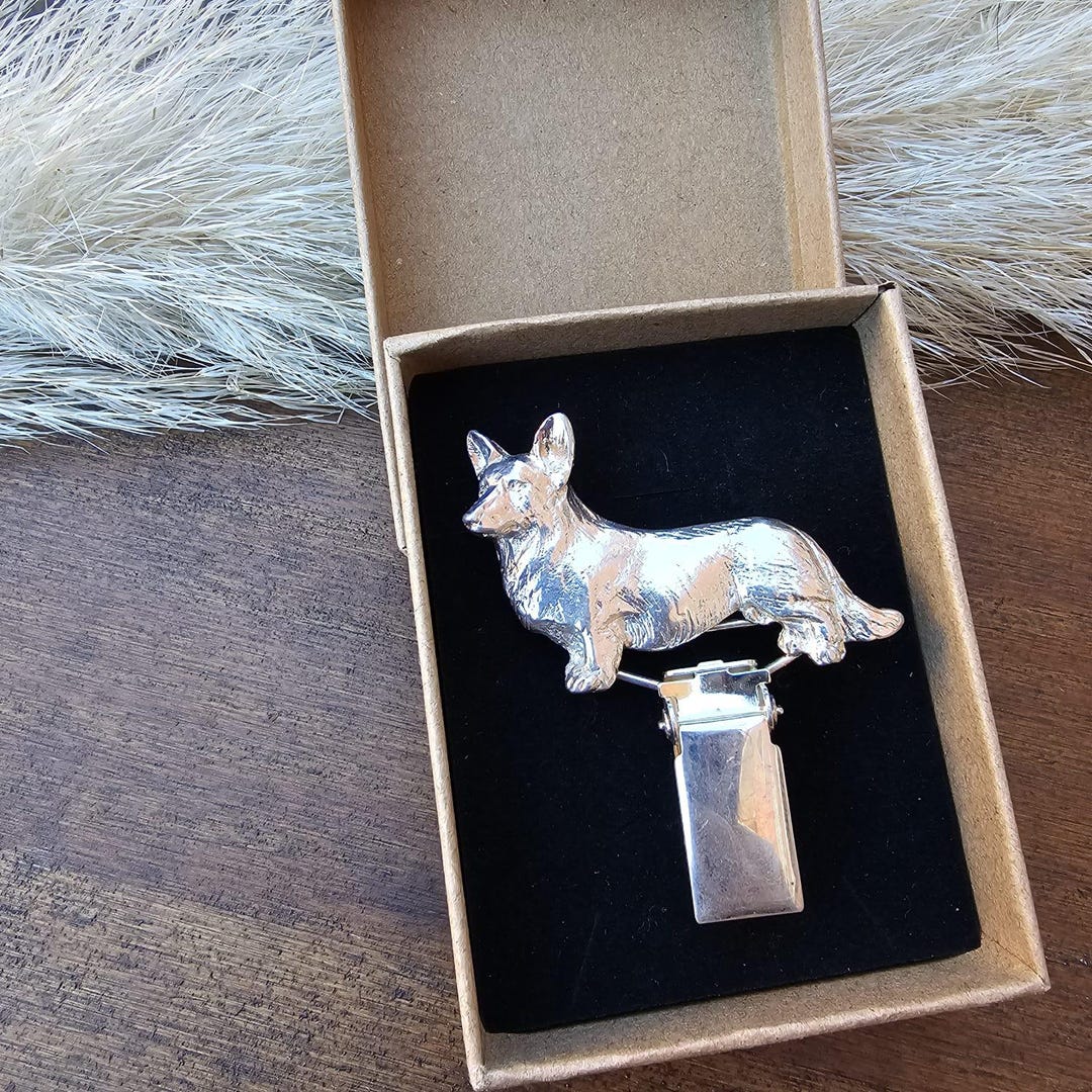Welsh Corgi Pewter Brooch: Dog Show Number Clip, Pet Memorial Jewelry ...