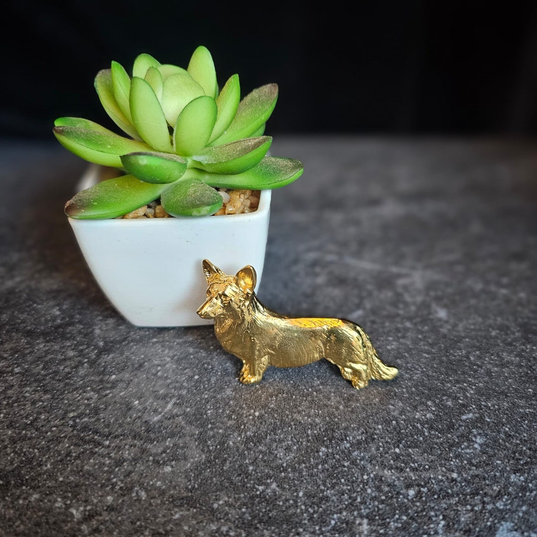 Welsh Corgi Cardigan Brooch Dog 24k Yellow Gold Plated Brooch, Corgi ...