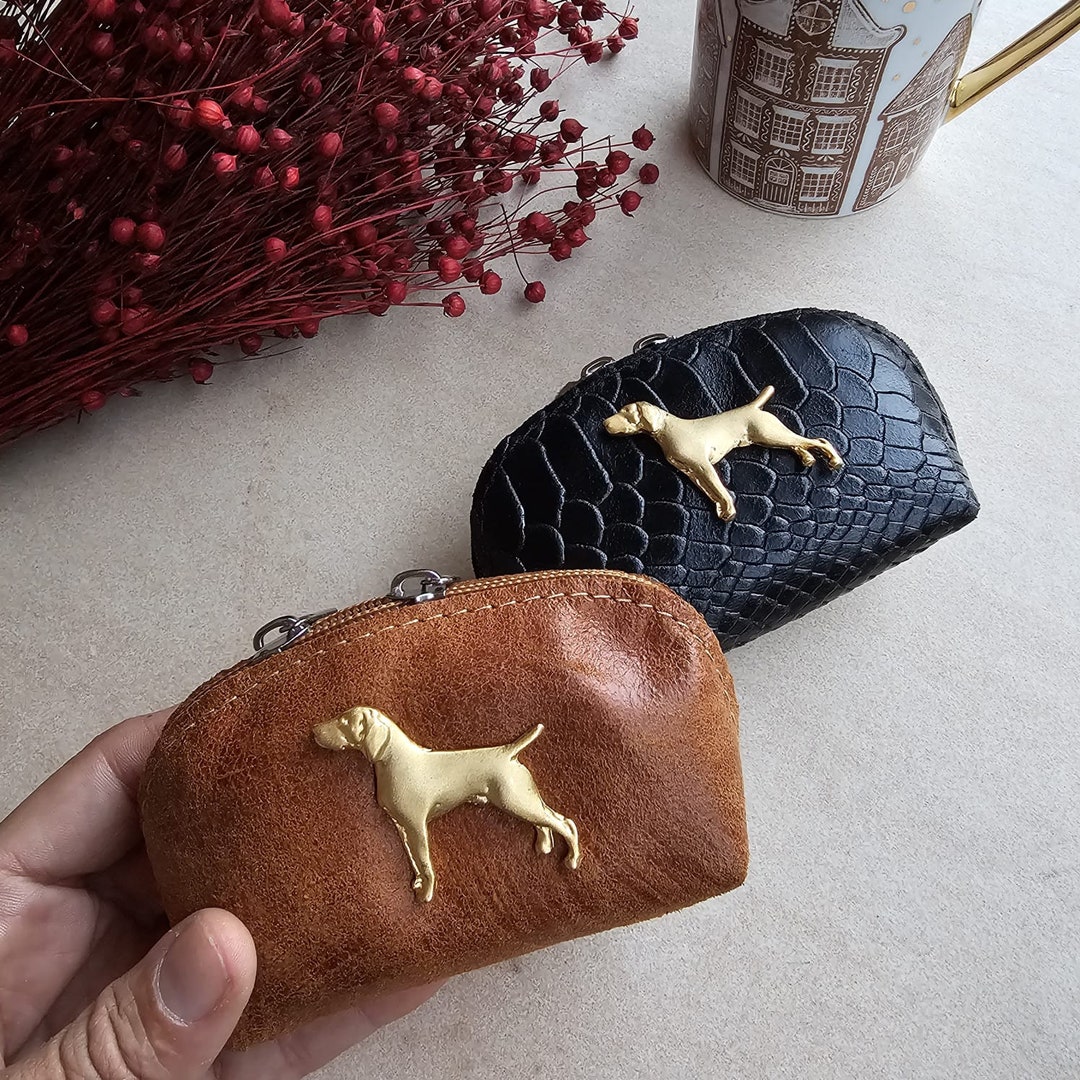 Pointer Dog Coin Purse: Vegan Leather Zipper Wallet - Etsy