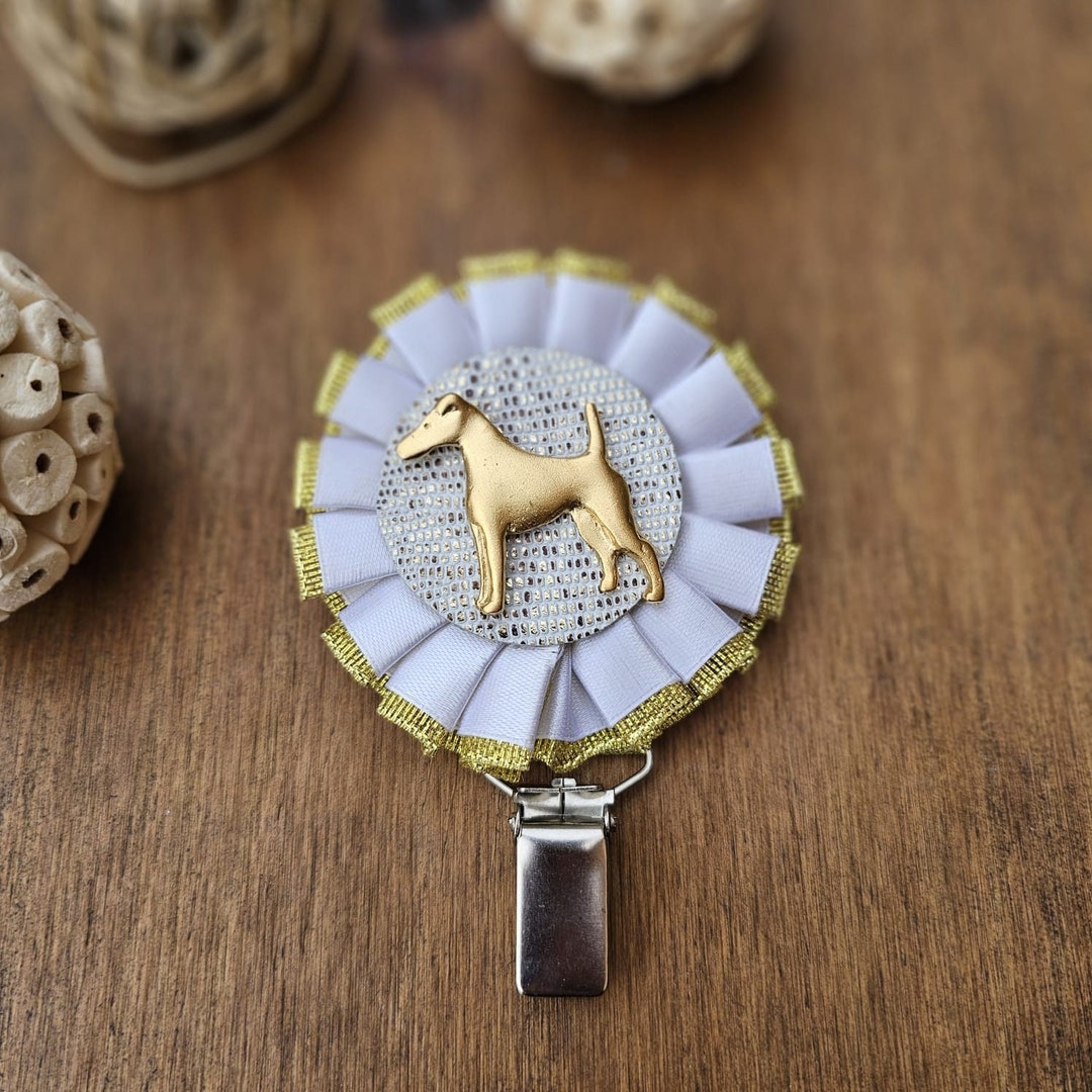 Fox Terrier Smooth Number Holder, Brooch or Dog Show Ring Clip, Show ...