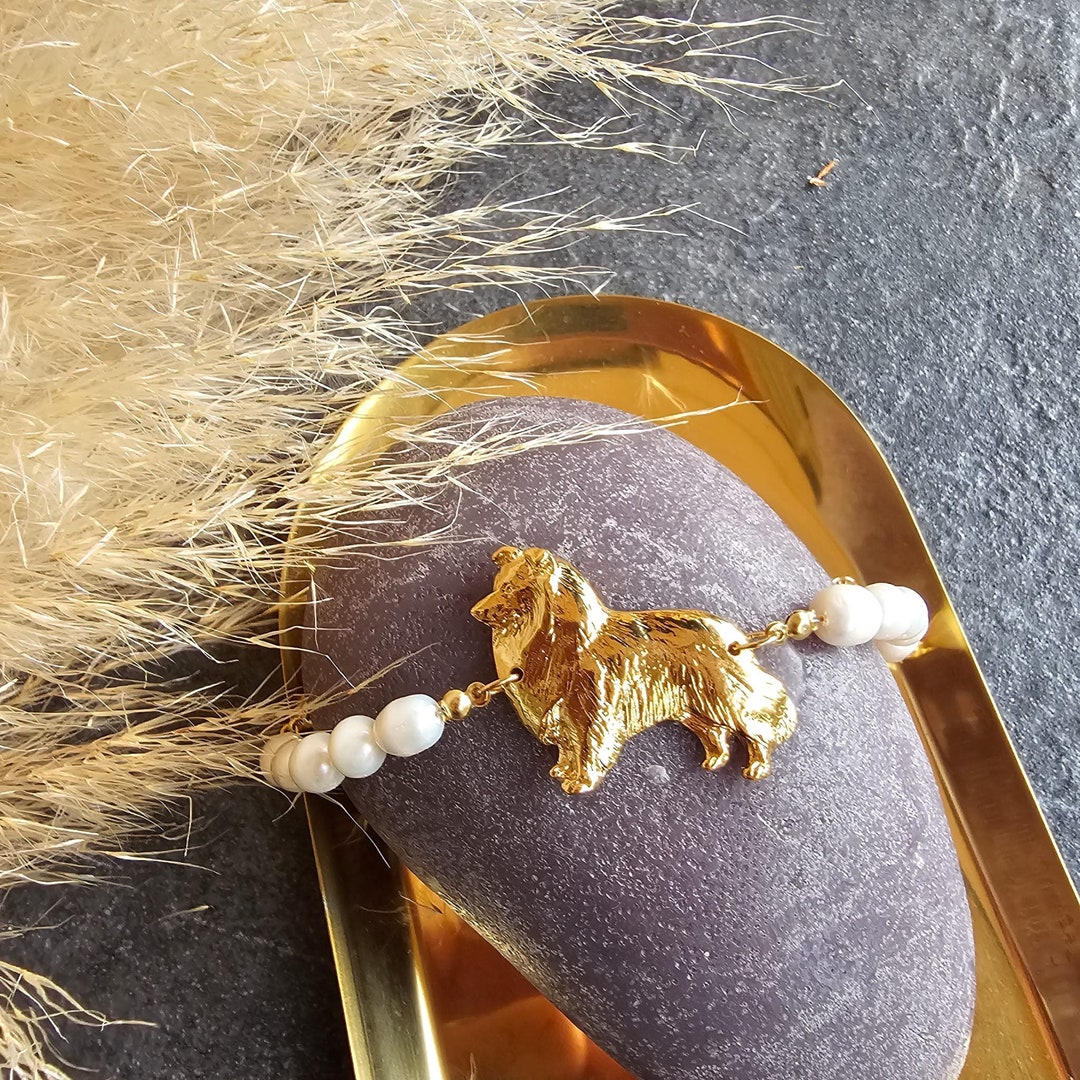 Gold Plated Sheltie Bracelet: Pewter Shetland Sheepdog Jewelry - Etsy