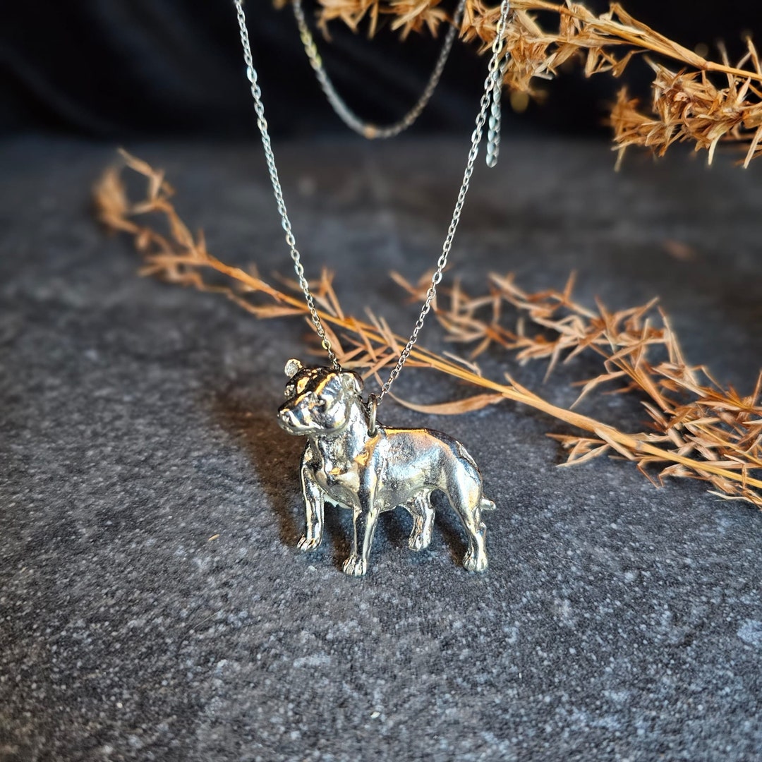Staffordshire Bull Terrier Necklace: Pewter Staffy Pendant, Gold or ...