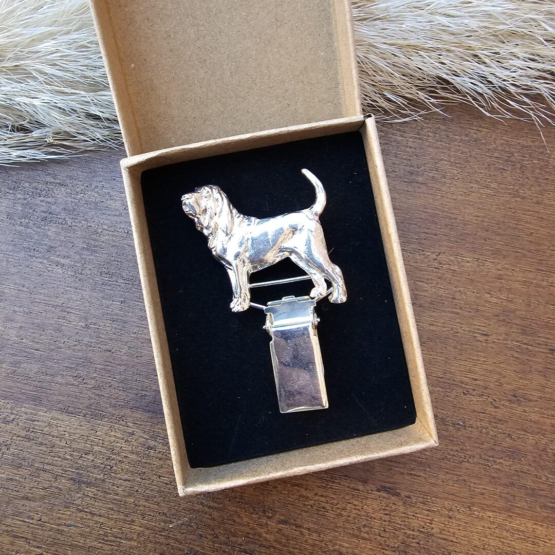 BLOODHOUND NUMBER HOLDER Brooch – Dog Show Ring Clip – Pewter Sweater ...