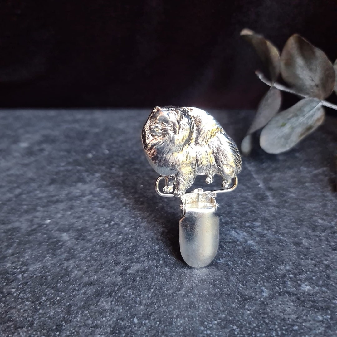 POMERANIAN NUMBER HOLDER Brooch – Dog Show Ring Clip – Pewter Sweater ...