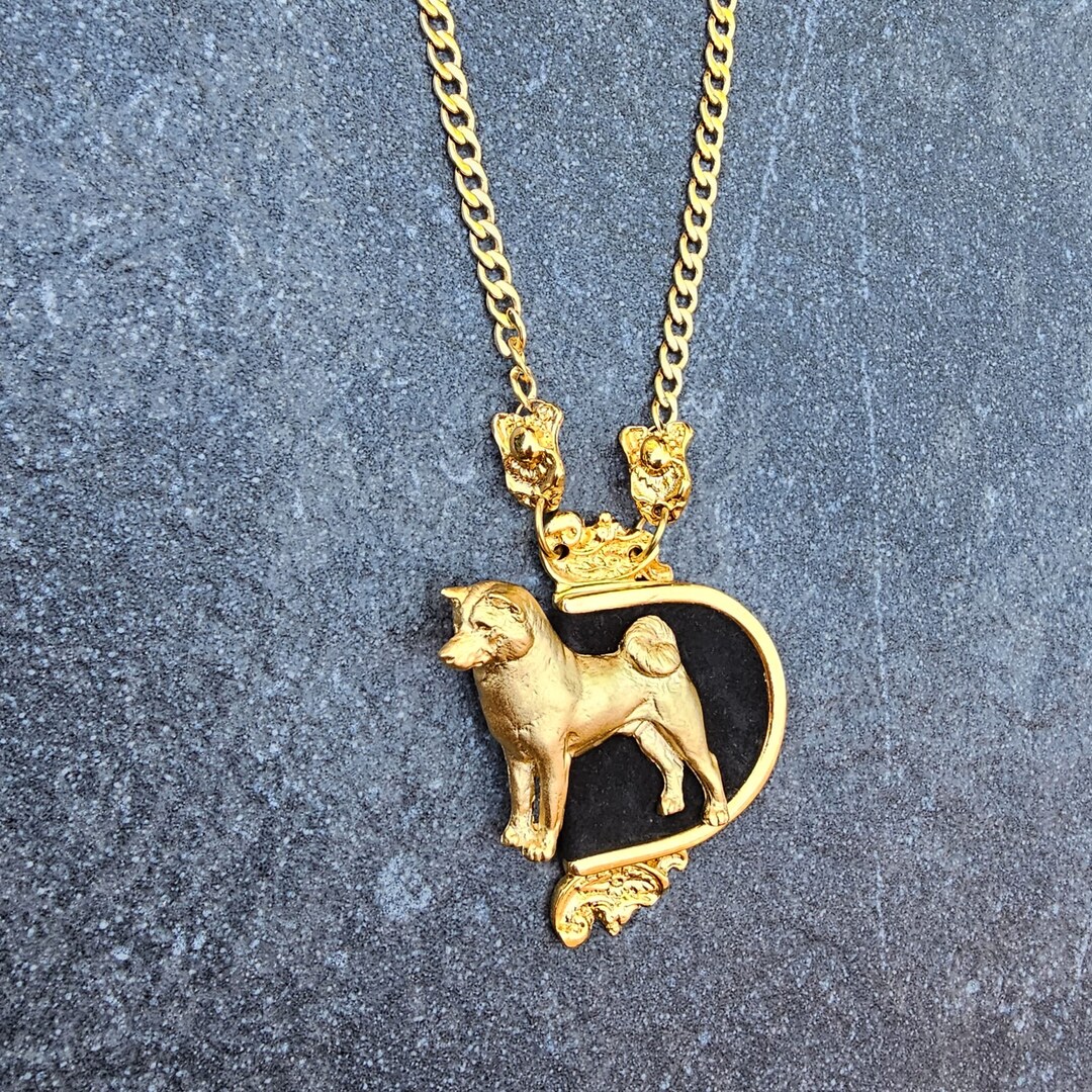 Gold Plated Akita Inu Necklace: Art Deco Dog Pendant - Etsy
