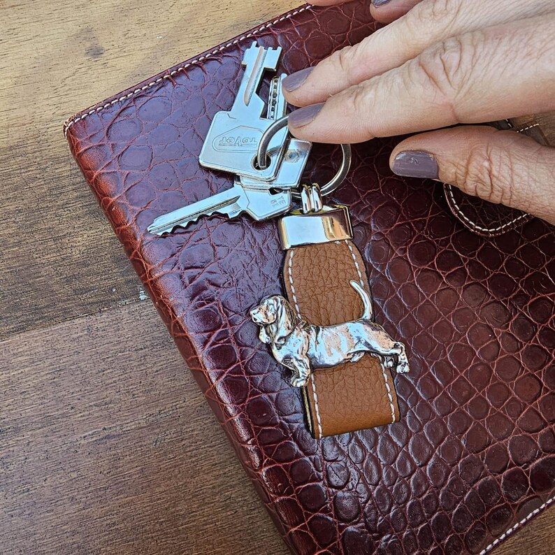 Handmade Basset Hound Keychain: Silver Plated Dog Breed Gift - Etsy