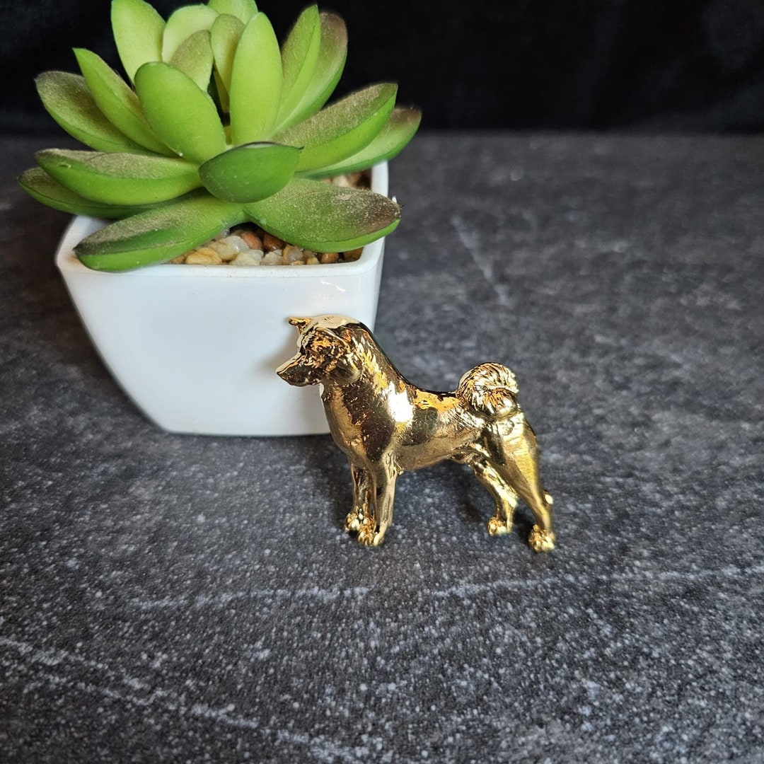 Akita Inu Dog 24k Yellow Gold Plated Brooch, Akita Inu Dog Art - Etsy