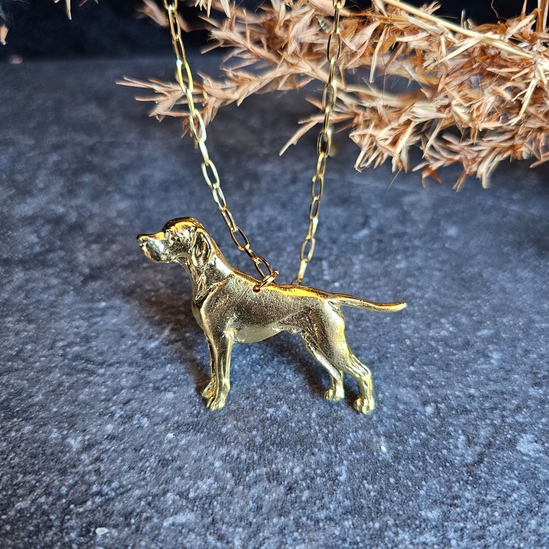 Gold Plated English Pointer Necklace: Pewter Dog Art Pendant - Etsy