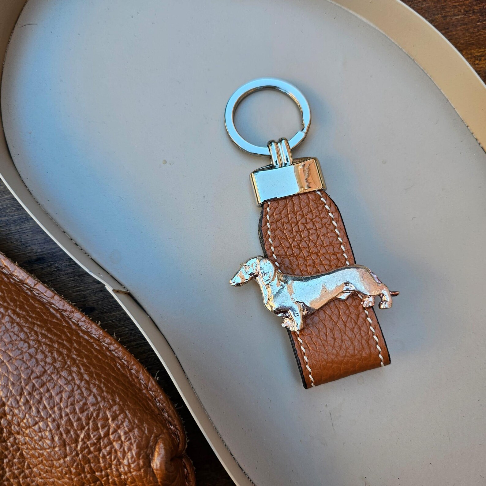 Handmade Dachshund Keychain: Silver-plated Pewter Dog Keyring - Etsy