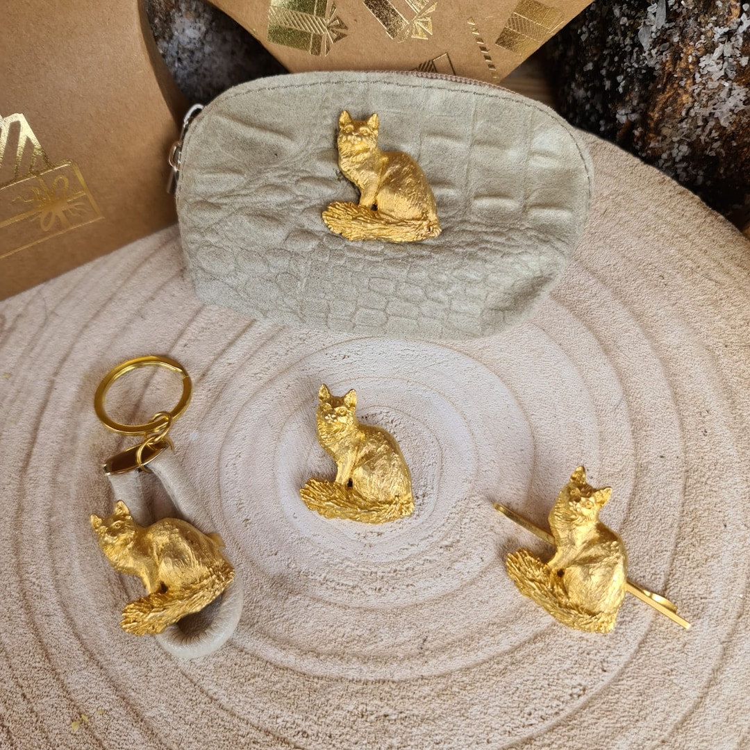 Somali Cat Gift Set, Somali Cat Brooch, Gift Set Christmas, Black ...