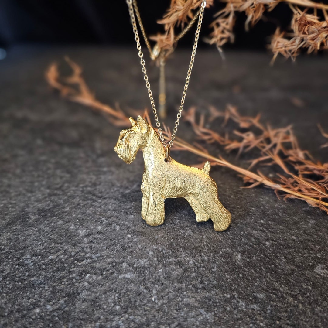 Gold Plated Miniature Schnauzer Necklace: Pewter Dog Pendant - Etsy UK