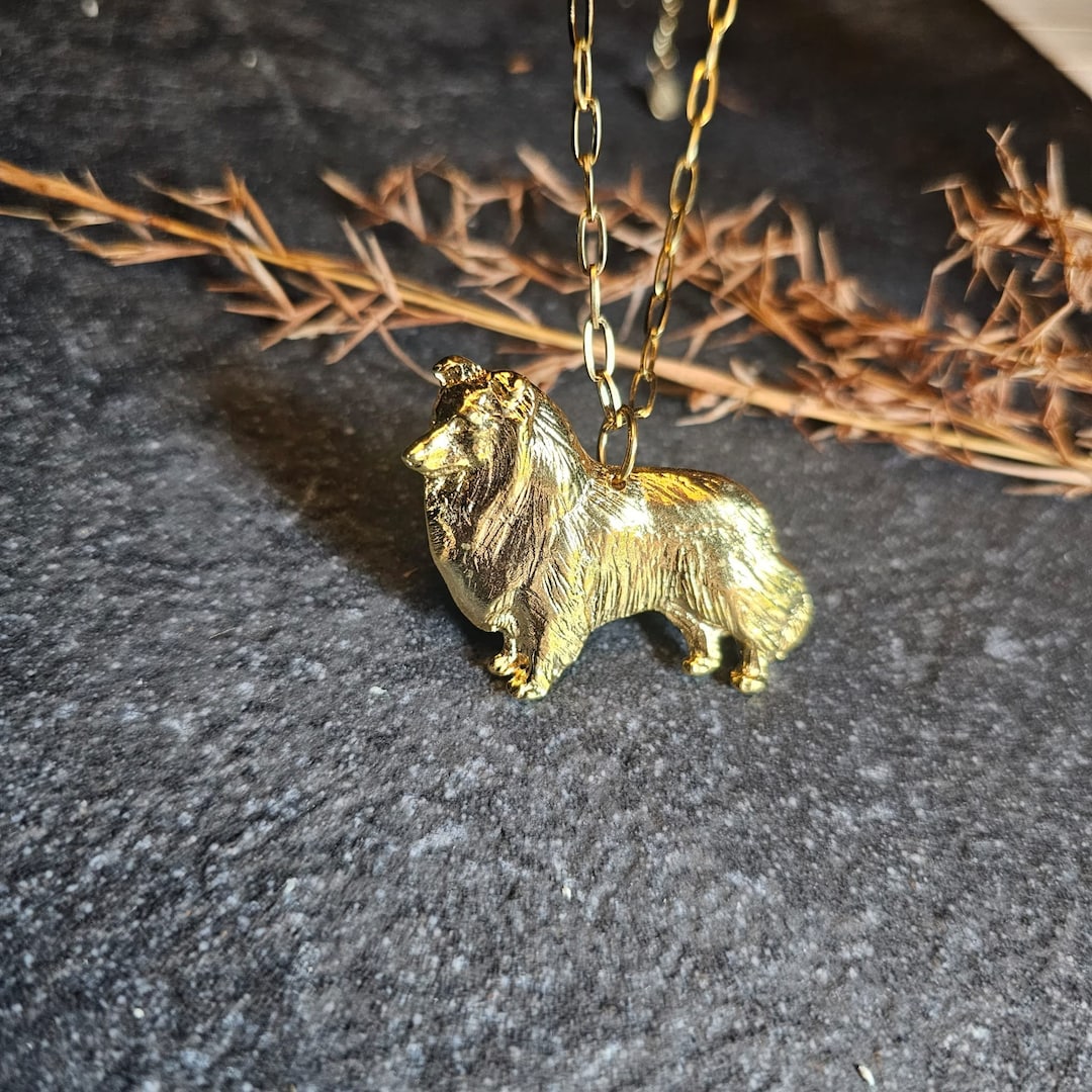 Shetland Sheepdog Necklace: Gold Plated Sheltie Pendant, Dog Jewelry - Etsy