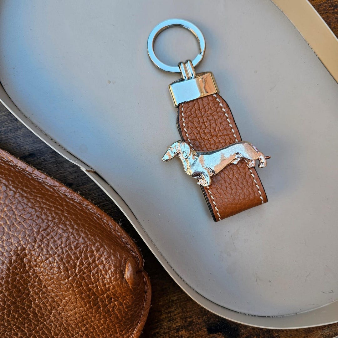 Handmade Dachshund Keychain: Silver-plated Pewter Dog Keyring - Etsy