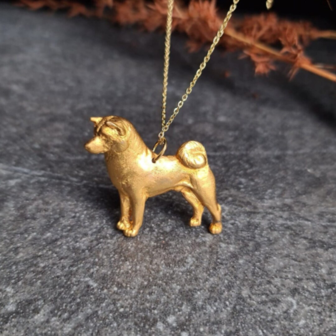 Akita Inu Pendant Necklace: Gold or Silver Plated Dog Breed Charm - Etsy