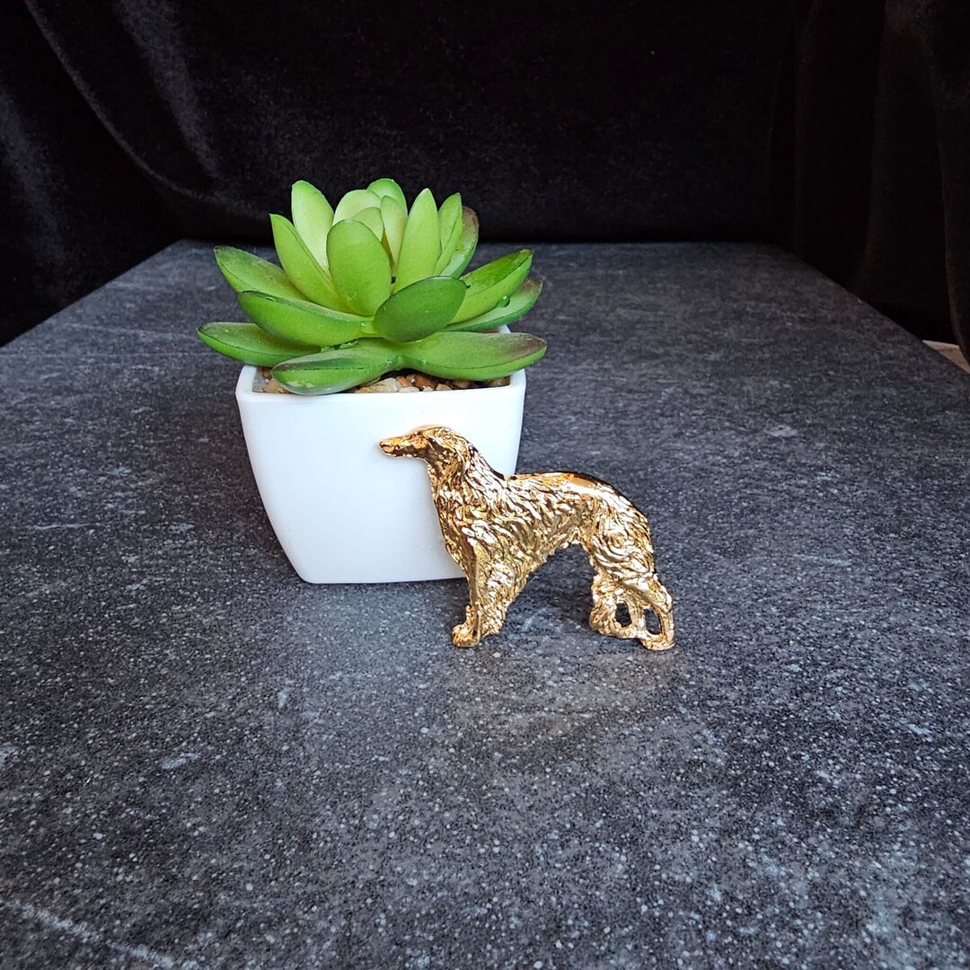 ELEGANT BORZOI BROOCH Made From 24k Gold Plated Pewter Available in Two ...