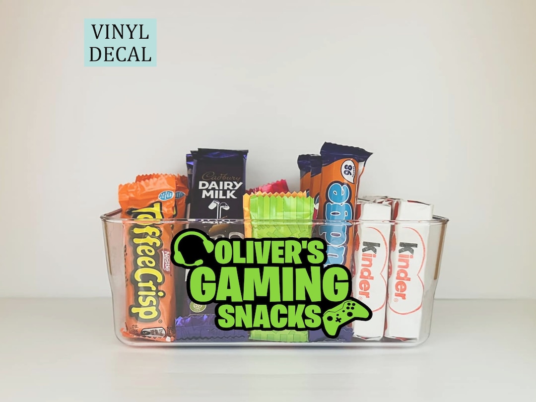 Personalised Gaming Snack Sticker - Matte Finish Two Tone Decal - Etsy