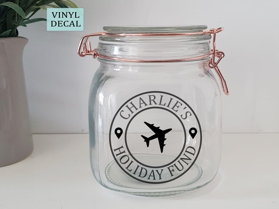 Personalised Holiday Fund Sticker Vinyl Decal Sticker Personalised Gift ...