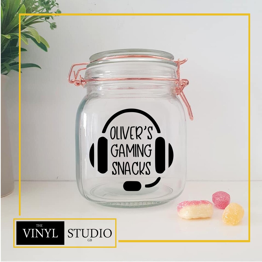 Personalised Gaming Snacks Vinyl Decal - Choose Your Size and Colour ...
