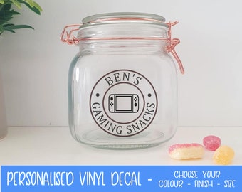 Personalised Sweet Jar Sticker Vinyl Decal Sticker Personalised Gift ...