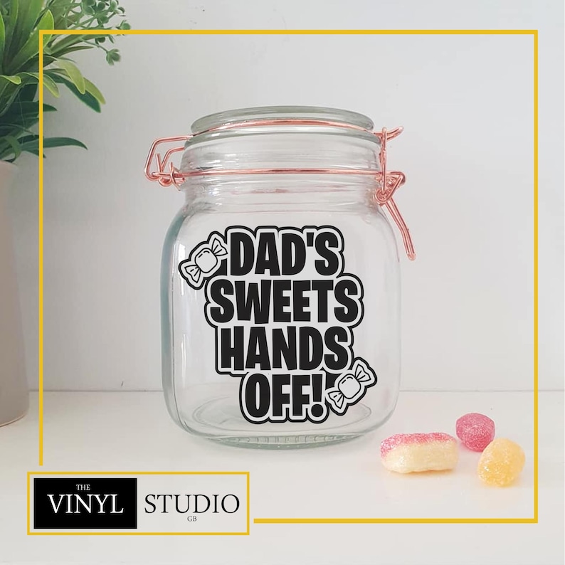 Dad's Sweet Jar Vinyl Decal | Personalised Sweet Jar Decal | Custom ...