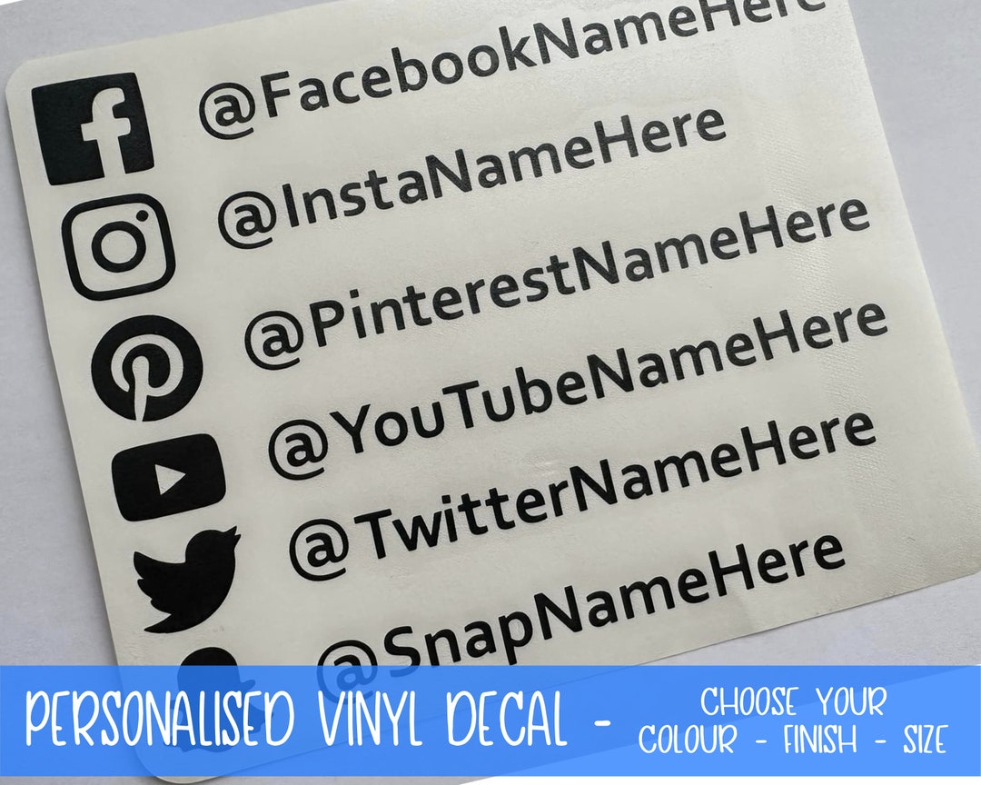 Custom Social Media Handle Vinyl Decal – Bumper/window Sticker - Etsy