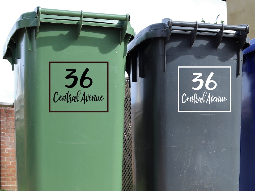 Wheelie Bin Sticker - House Name and Number Decal - Sticker for Bin ...