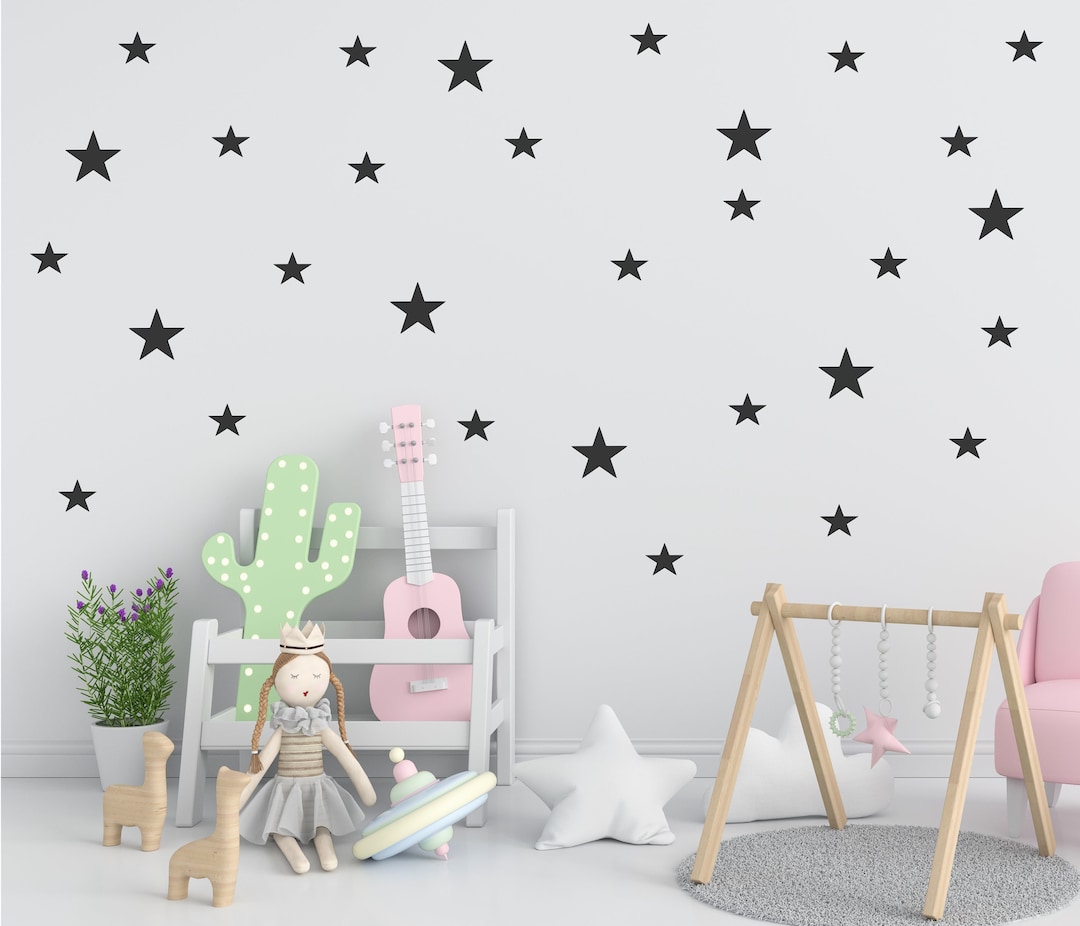 Star Wall Decals – Nursery & Playroom Vinyl Stickers (53 Stars) - Etsy