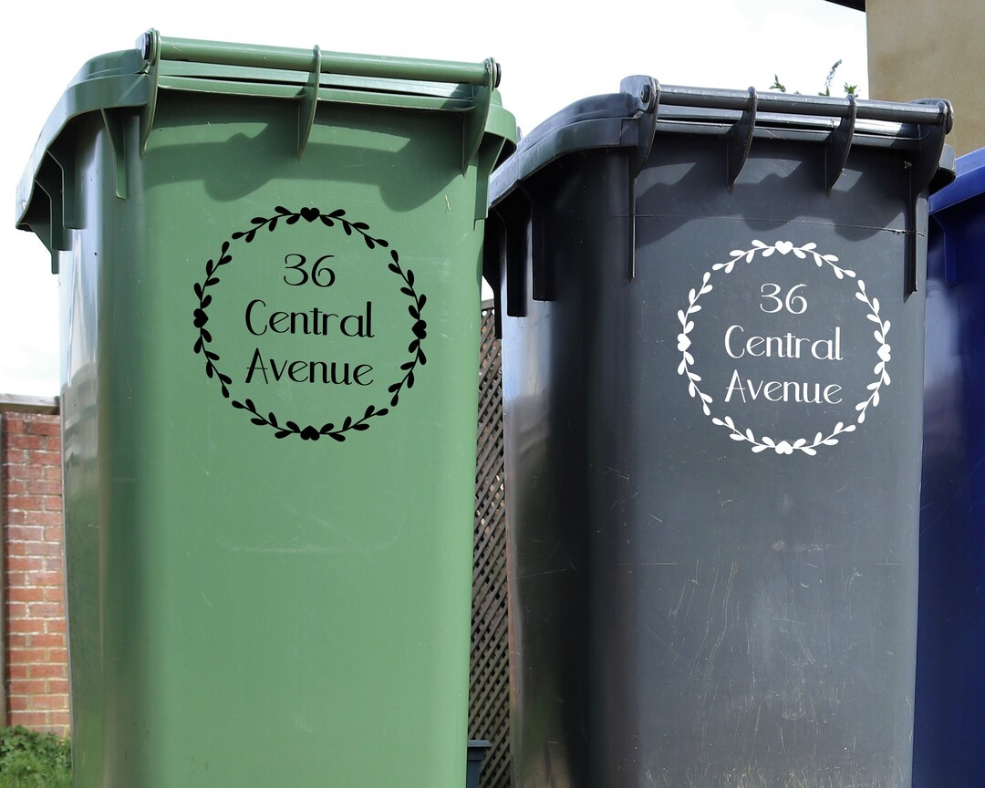 Wheelie Bin Sticker - Personalised House Name Vinyl Decal - Custom ...