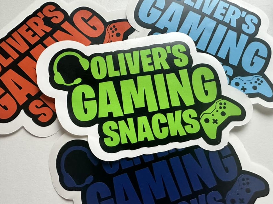 Personalized Gaming Snacks Sticker - Custom Name Decal - Etsy