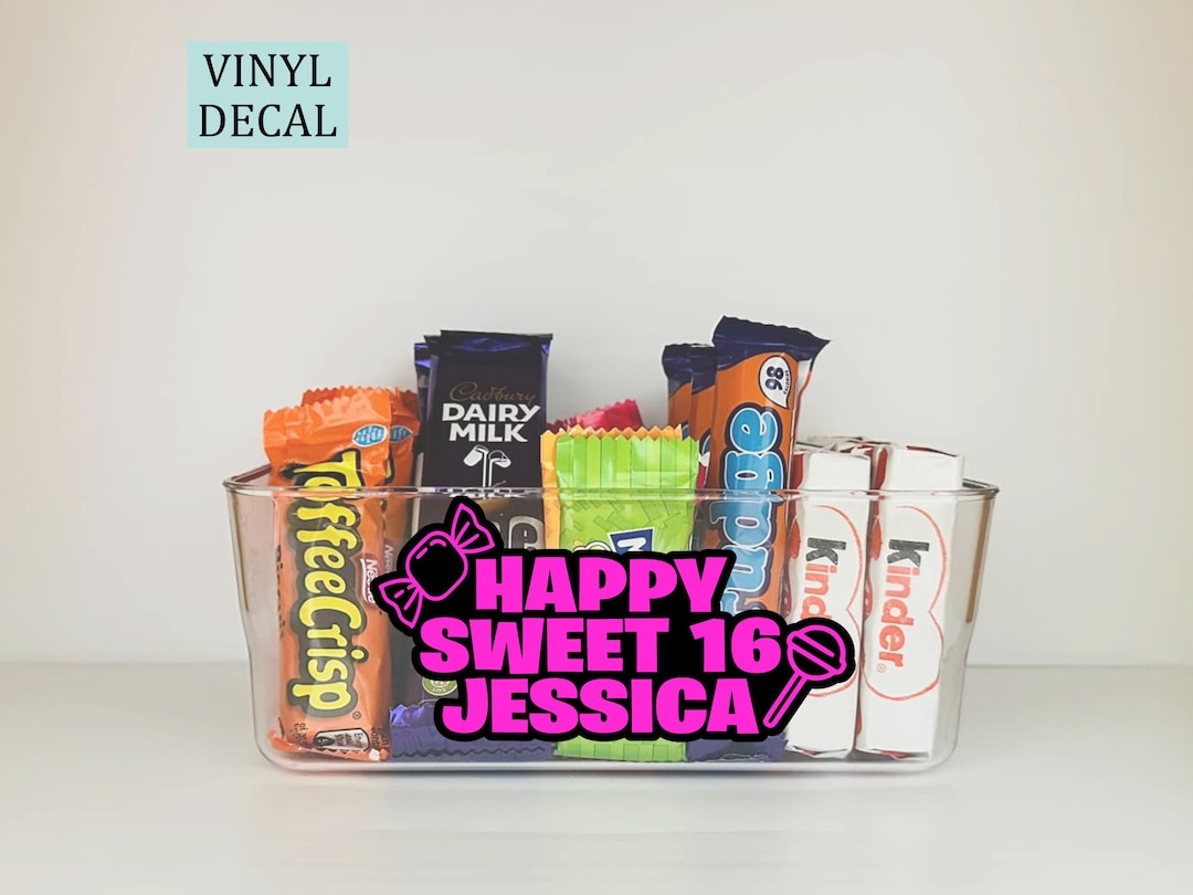 Sweet 16 Sticker - Vinyl Decal - DIY Sweet Jar Gift for Teens - 16th ...
