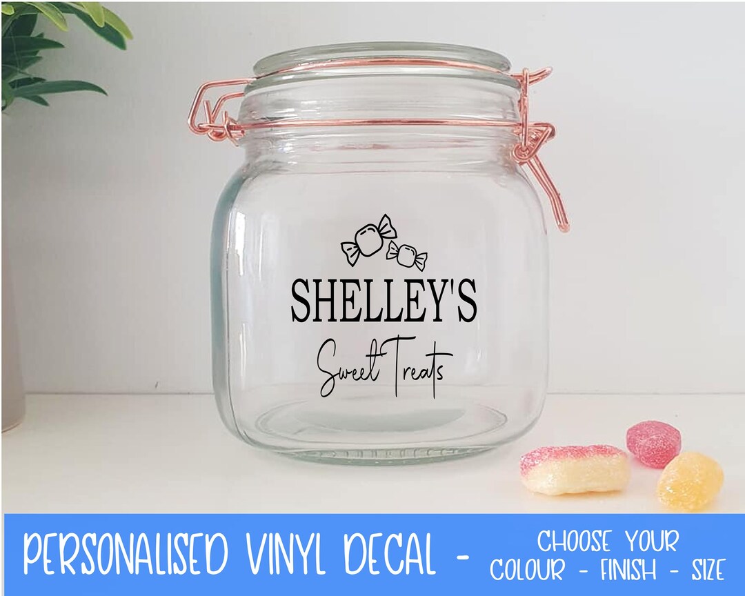 Personalised Sweet Jar Sticker Vinyl Decal Sticker Personalised Gift ...