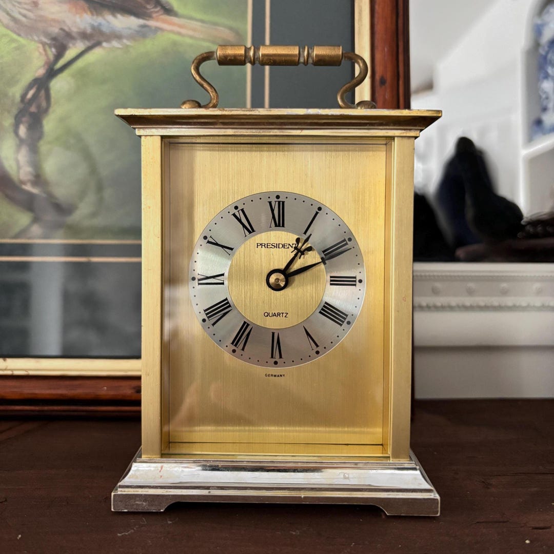 Vintage German Quartz Carriage Style Mantel Clock President Brand With ...