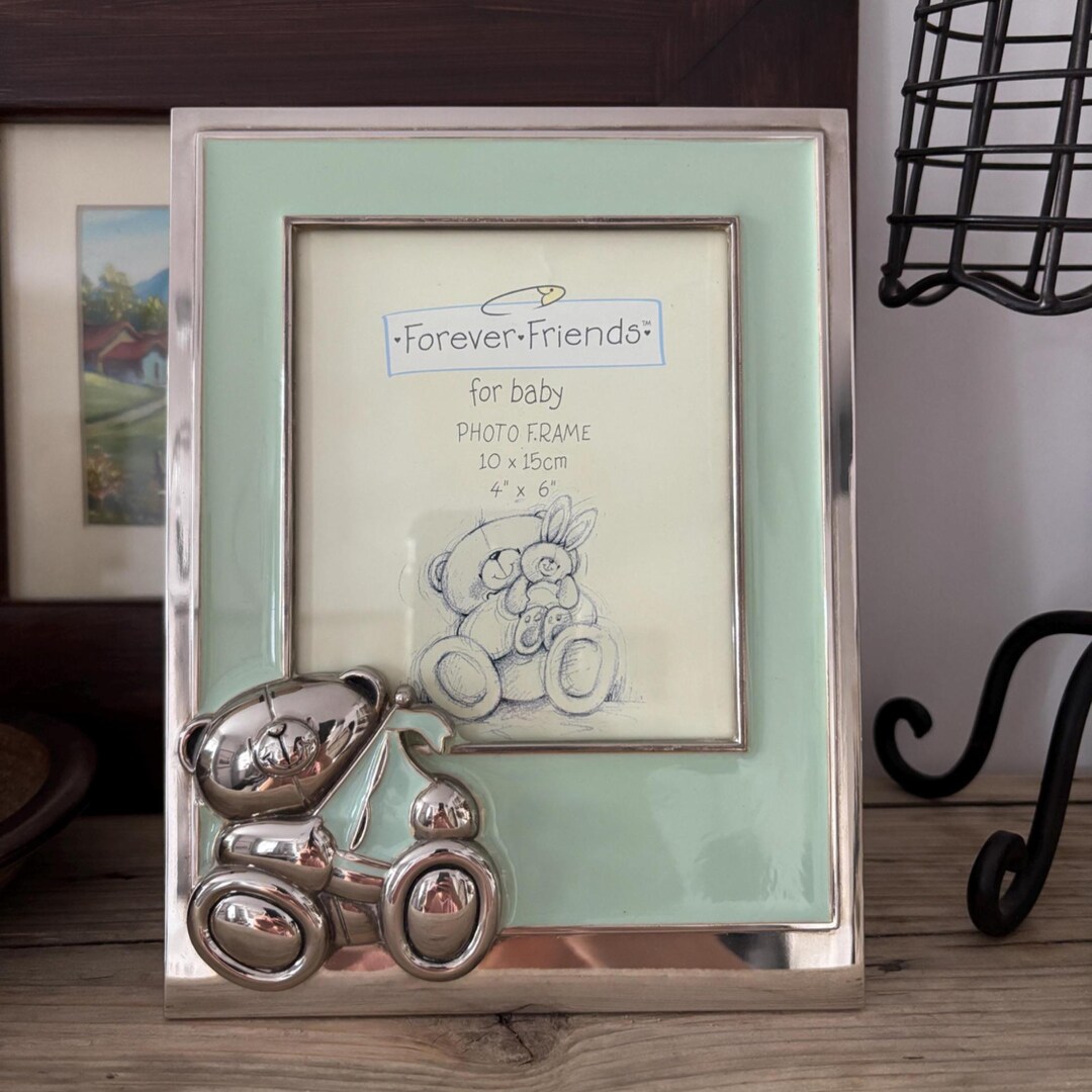 Forever Friends Baby Photo Frame 4x6” 10x15cm Mint Enamel Teddy ...