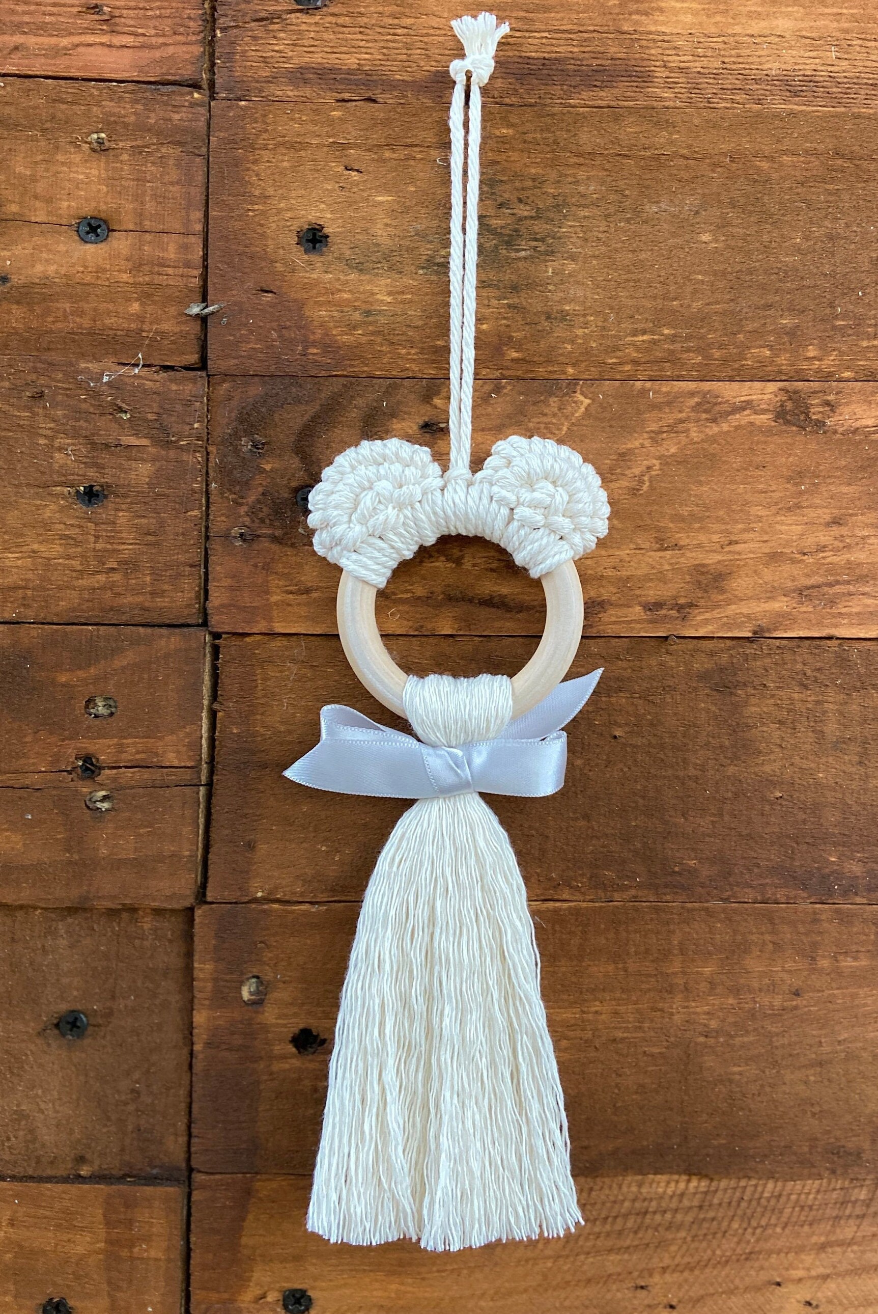 Bear Macrame Wall Hanging / Mickey Mouse Macrame Wall Hanging - Etsy España