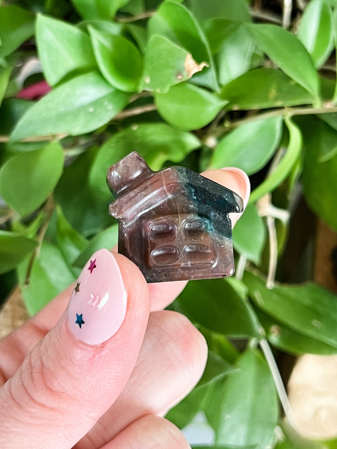 Ocean Jasper Cottage, Cottagecore Crystal Carving, Miniature Garden ...