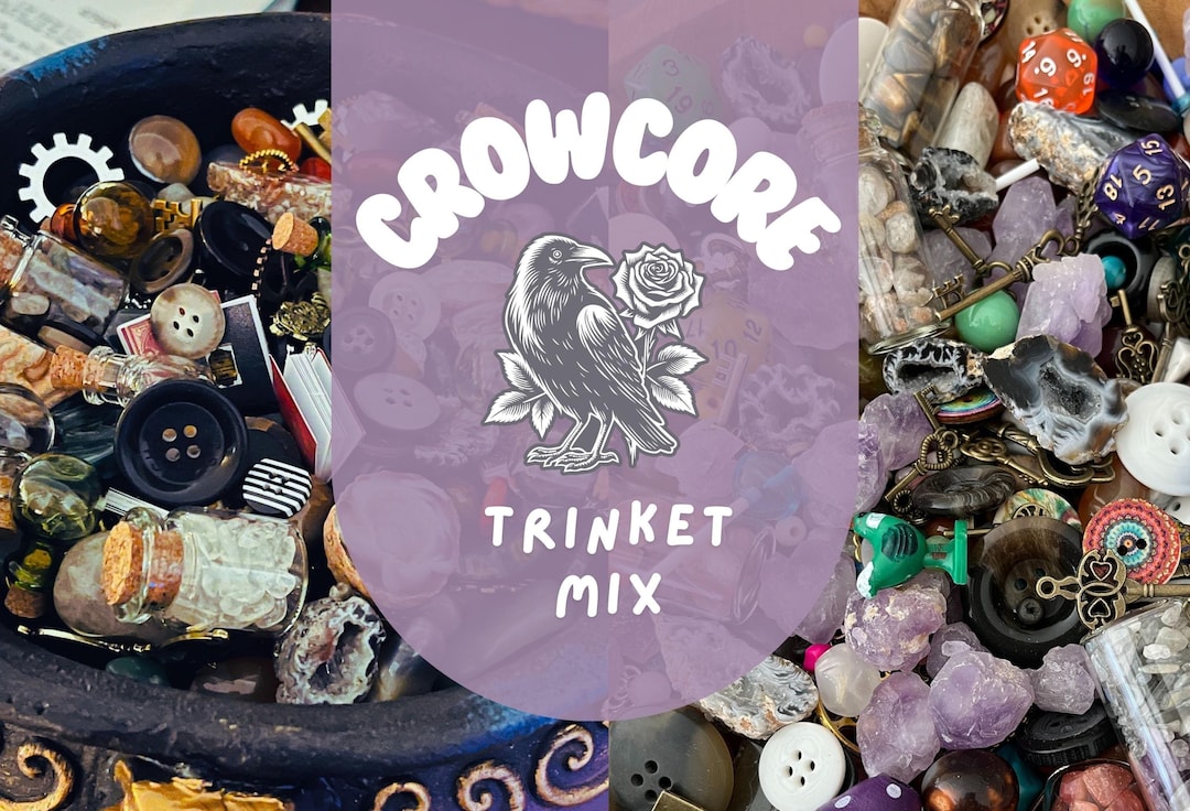 Crowcore Crystal Confetti Scoop, Crow Trinkets, Junk Drawer Oddities ...