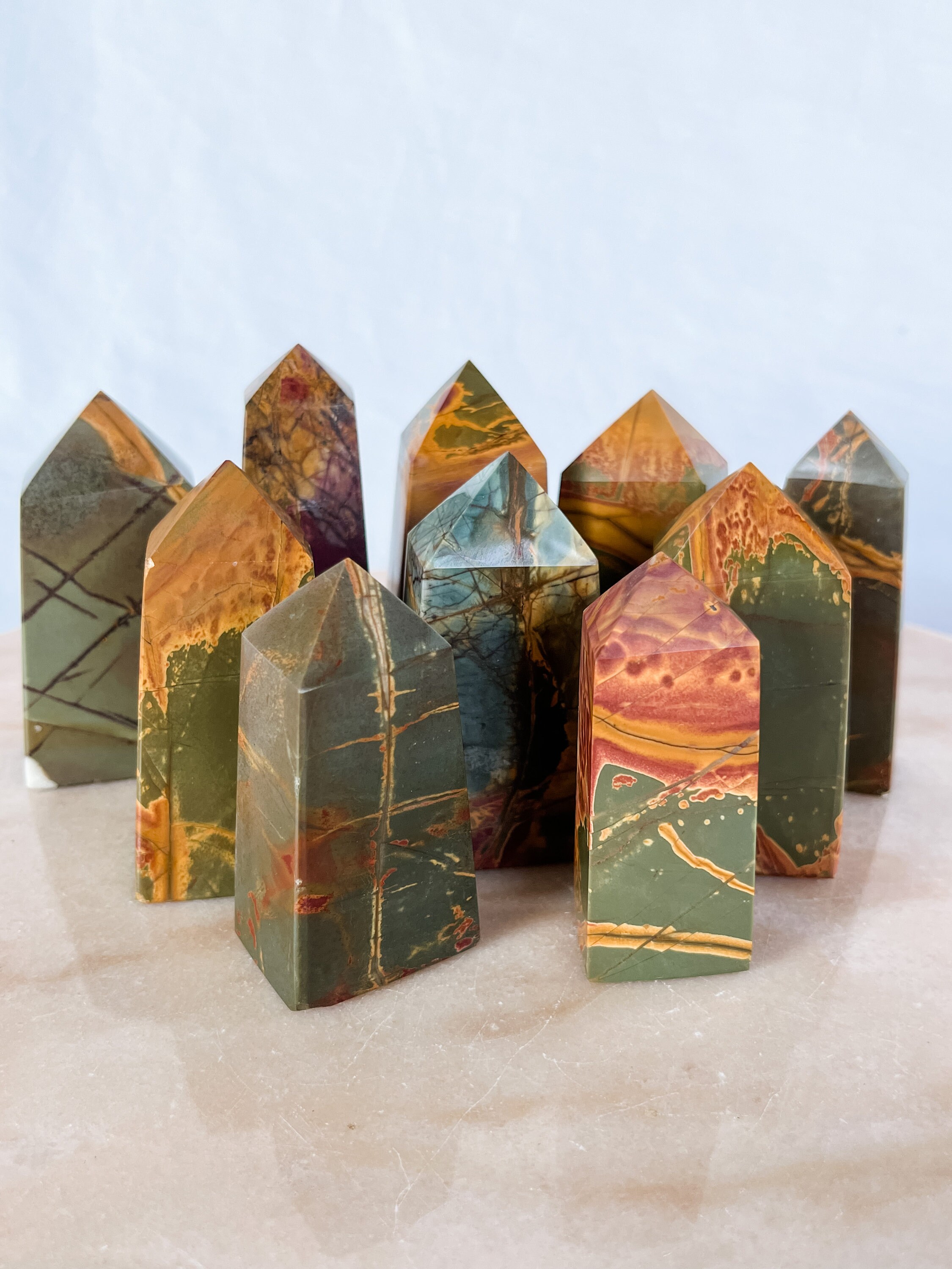 Picasso Jasper Tower, Natural Crystal Carving Point, Cherry Creek ...