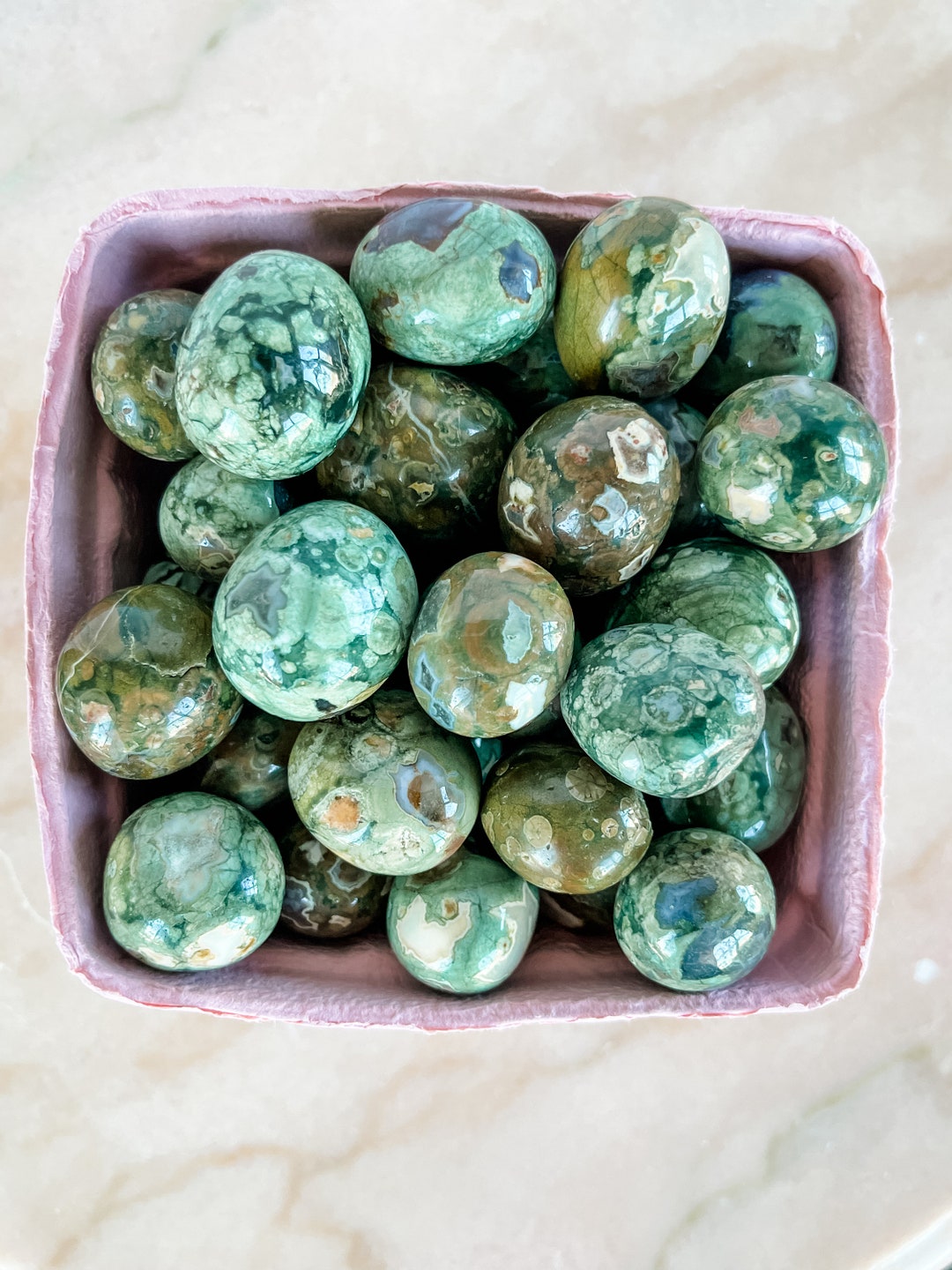 Peacock Eye Tumble | Rainforest Japer | Agate Stone Tumble - Etsy