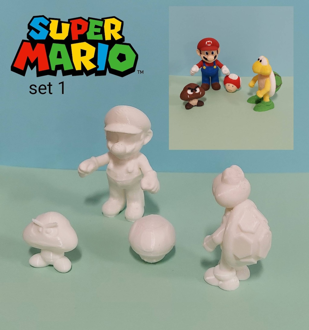 Super Mario Bros DIY Figures (set 1 W/mario) - Etsy
