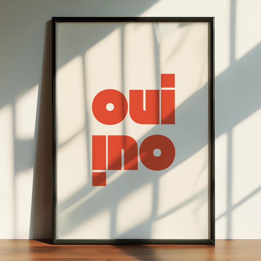 Oui Oui Poster: French Retro Typography Print (digital Download) - Etsy
