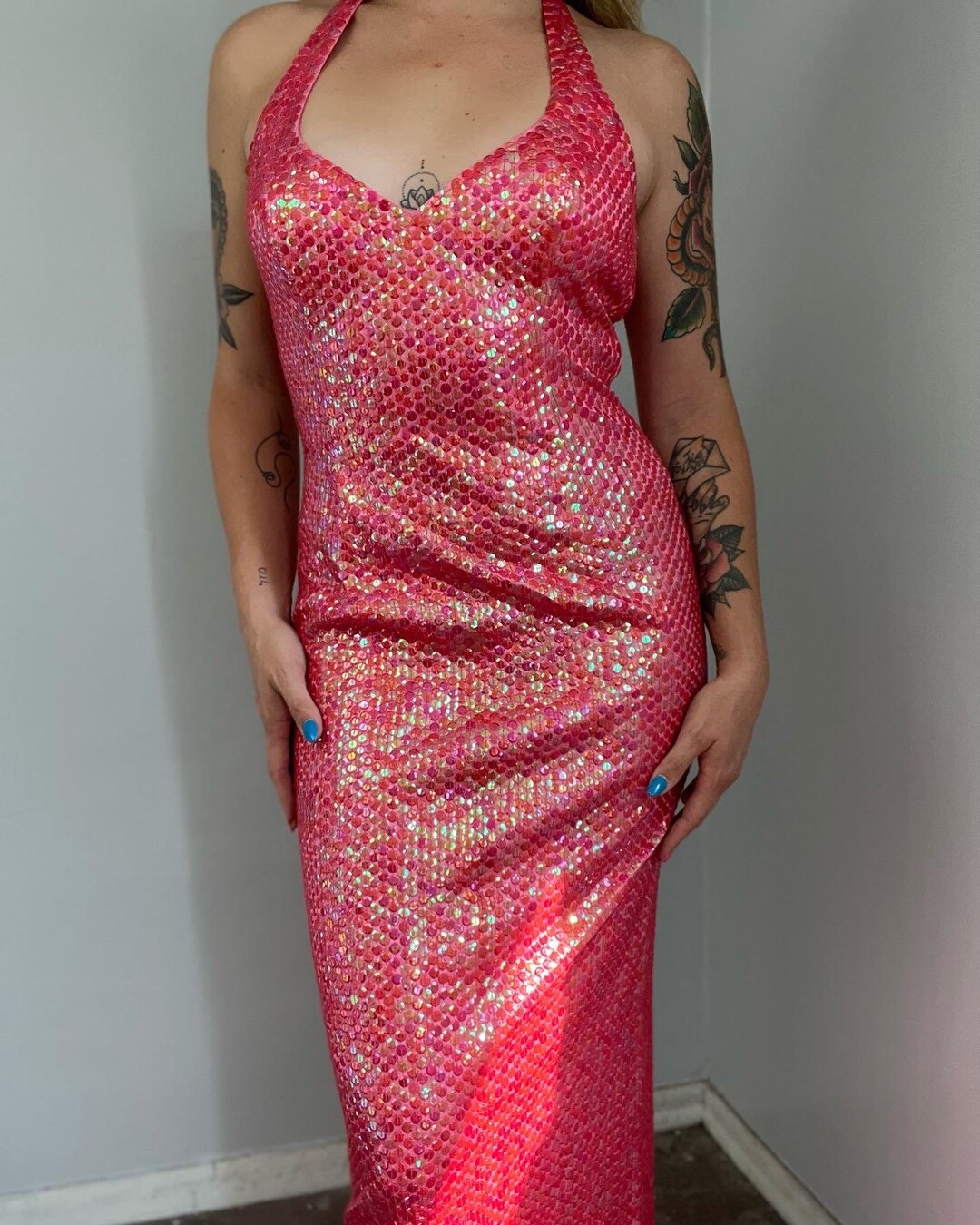 Sequin Halter Gown - Etsy