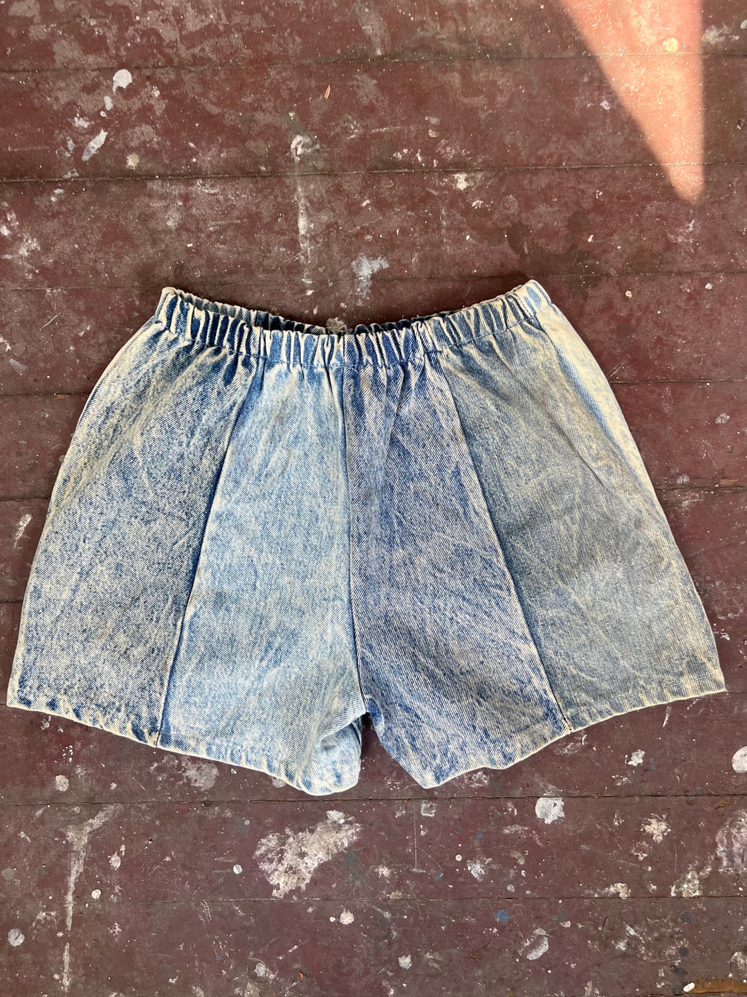 Two-tone Denim Shorts - Etsy