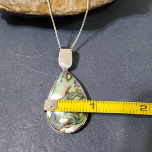 Teardrop Abalone Shell Pendant Necklace / Sterling Silver Jewelry ...