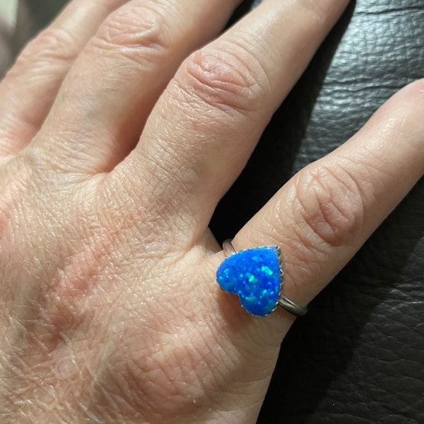 Blue Heart Ring - Etsy