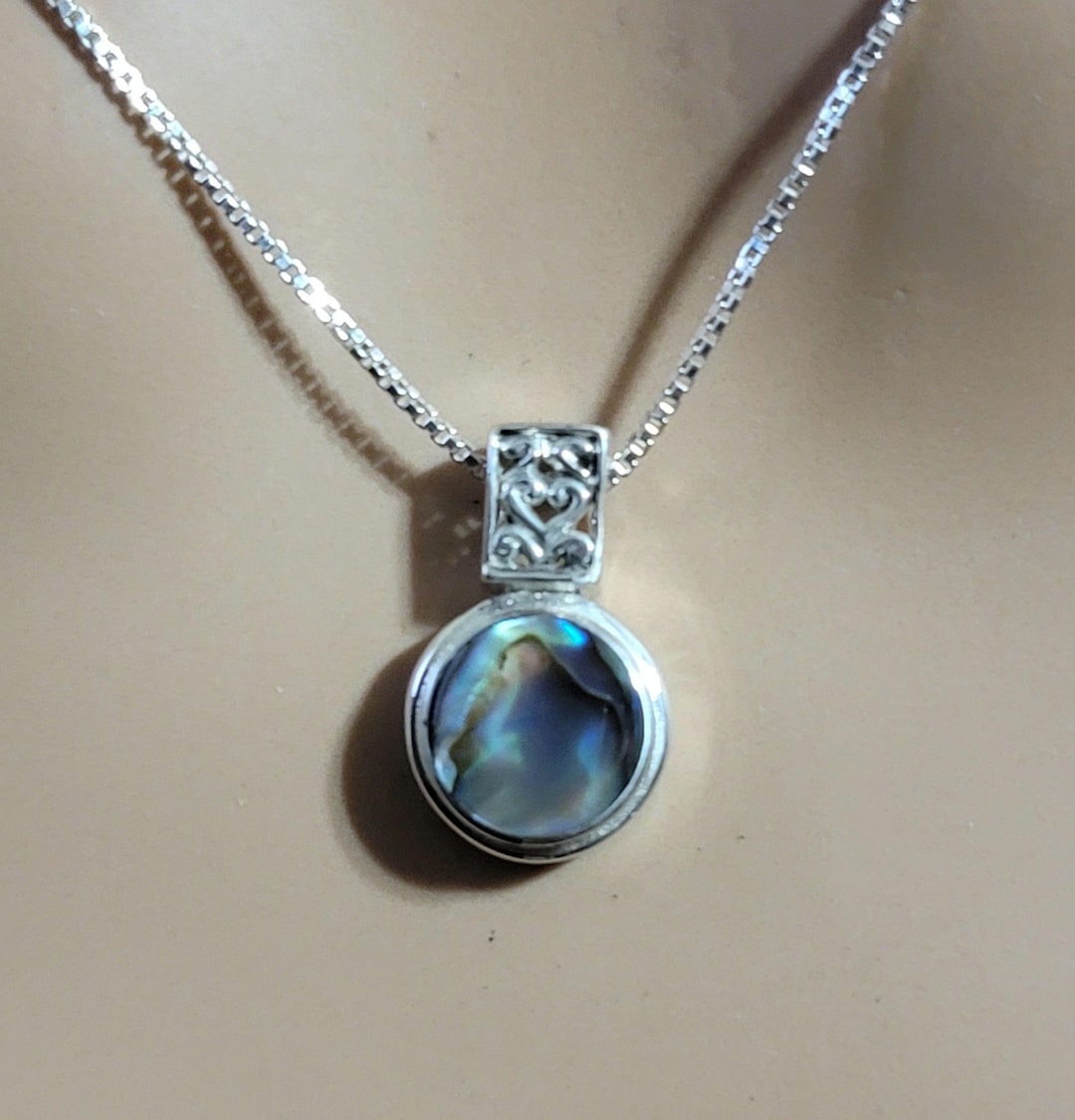 Abalone Shell Pendant Necklace / Sterling Silver Jewelry / Abalone ...