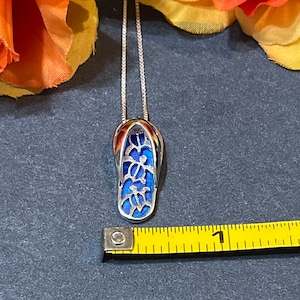 Sandy Toe Pendant/blue Opal Turtle Sandals Necklace/sterling Silver ...