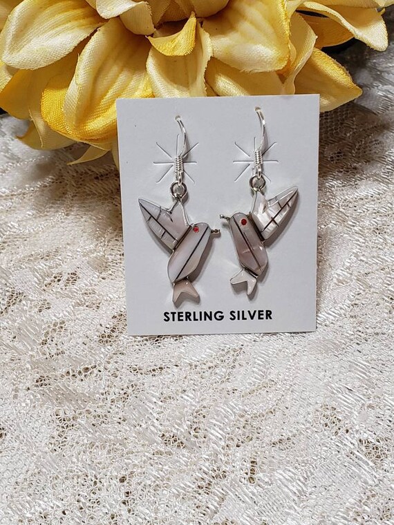 Light Pink Shell Hummingbird / Inlay / Sterling Silver / | Etsy