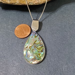 Teardrop Abalone Shell Pendant Necklace / Sterling Silver Jewelry ...