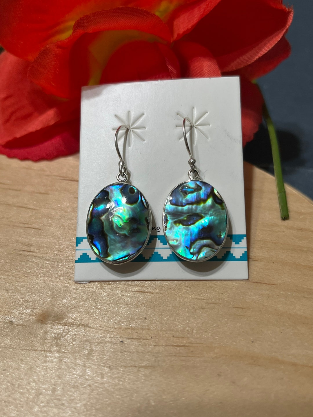 Large Oval Abalone Shell Earrings / Sterling Silver /abalone Shell ...